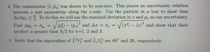 Solved 4. The commutator [1, Py] was shown to be non-zero. | Chegg.com