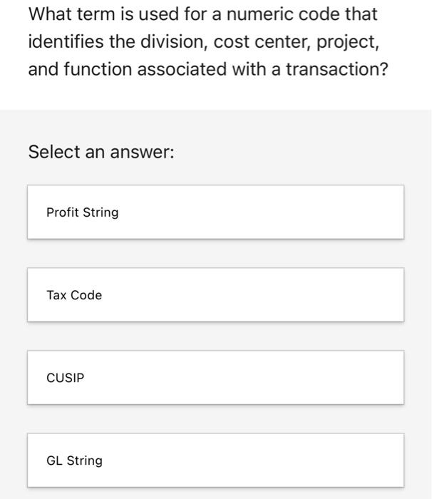 Solved What term is used for a numeric code that identifies | Chegg.com