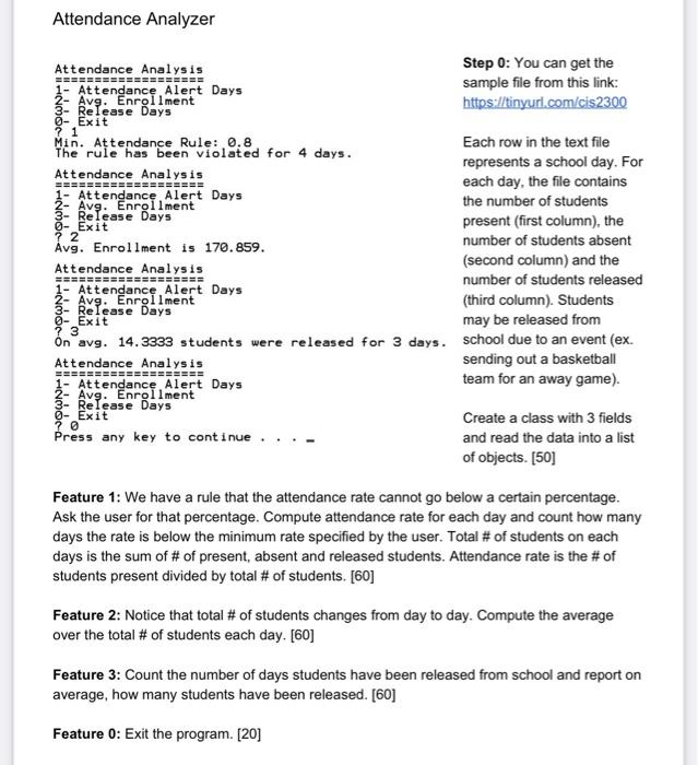 Solved Attendance Analyzer Attendance Analysis Step O: You | Chegg.com