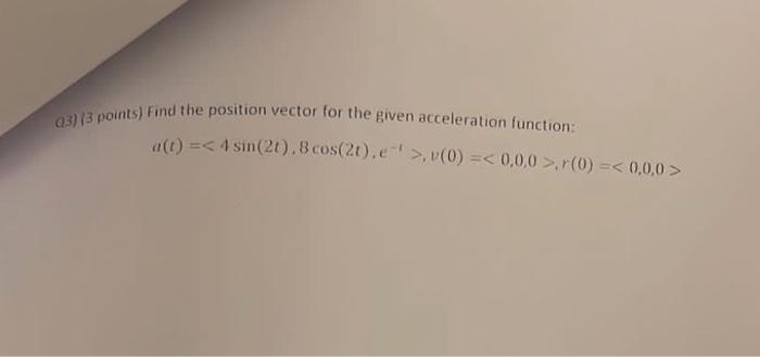 Solved Q3) (3 points) find the position vector for the given | Chegg.com