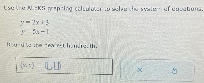 Solved Use the ALEKS graphing calculator to solve the system | Chegg.com