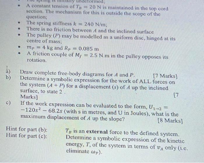 Solved A mass-spring-pulley system is shown below in Figure | Chegg.com