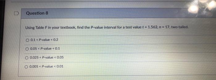 Solved Using Table F in your textbook, find the P-value | Chegg.com