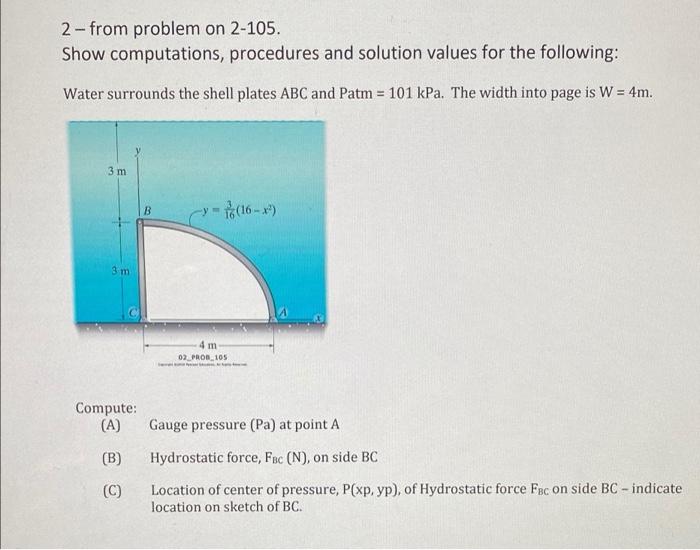 Solved 2- from problem on 2-105. Show computations, | Chegg.com