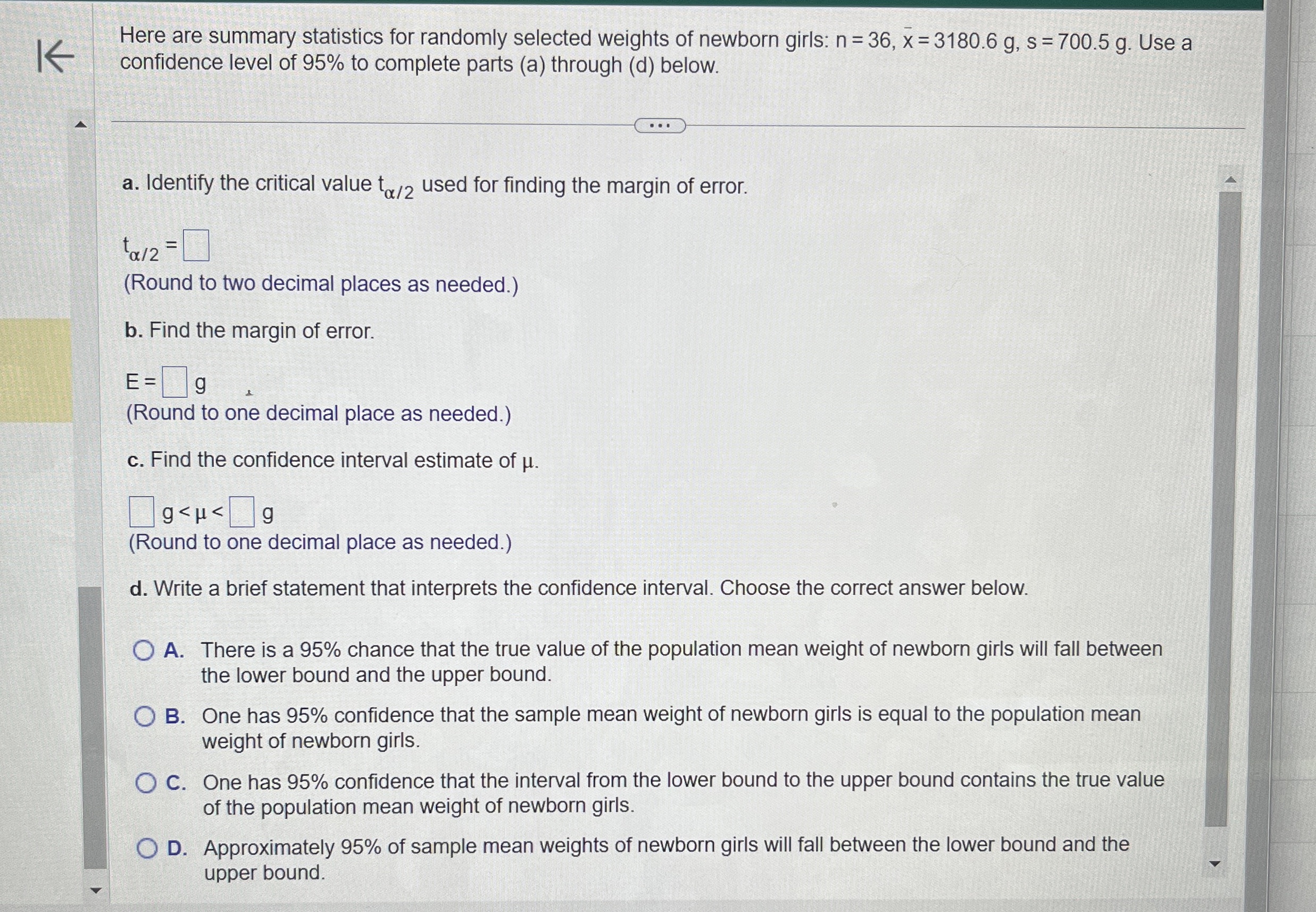 Solved Here are summary statistics for randomly selected | Chegg.com