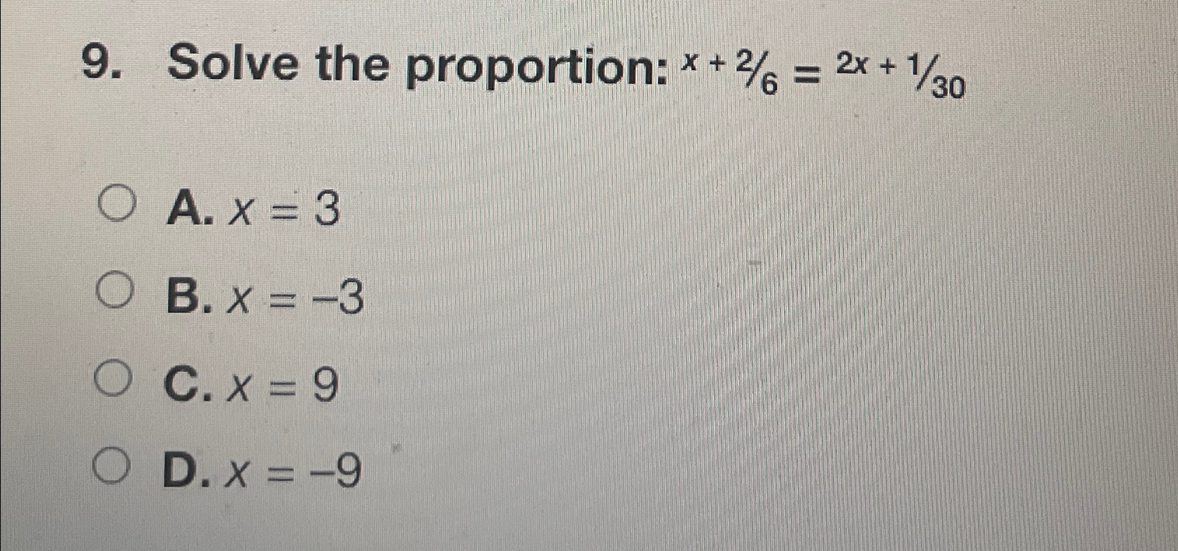 Solved Solve the proportion: | Chegg.com