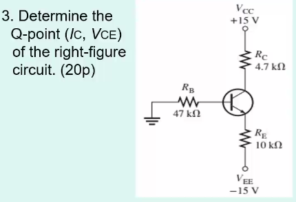 Solved 3. Determine the Q-point (/c, VCE) of the | Chegg.com