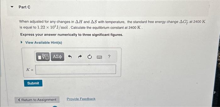 Solved When adjusted for any changes in ΔH and ΔS with | Chegg.com