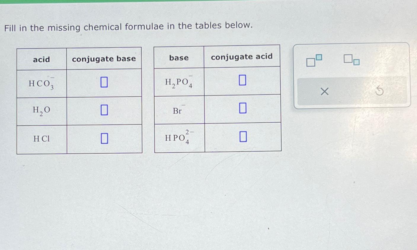 Solved Fill in the missing chemical formulae in the tables | Chegg.com