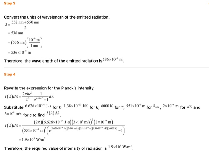 Step 3 Convert the units of wavelength of the emitted | Chegg.com