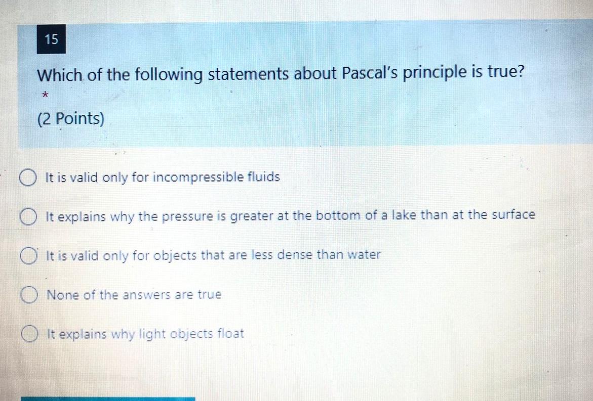 Solved 15 Which of the following statements about Pascal's | Chegg.com