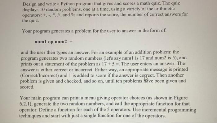 Solved Design and write a Python program that gives and | Chegg.com