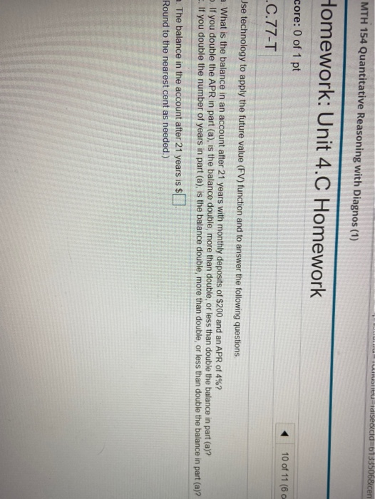 Solved MUS-disedicid=61335068 cen MTH 154 Quantitative | Chegg.com
