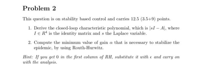 Epidemic Model & Control The following equations | Chegg.com