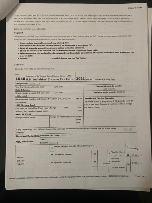 please complete form1049, schedule 1, schedule 2, | Chegg.com