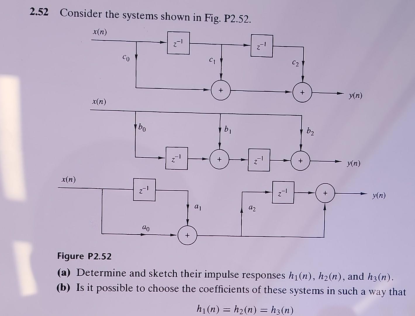 Solved .52 Consider the systems shown in Fig. P2.52. Figure | Chegg.com