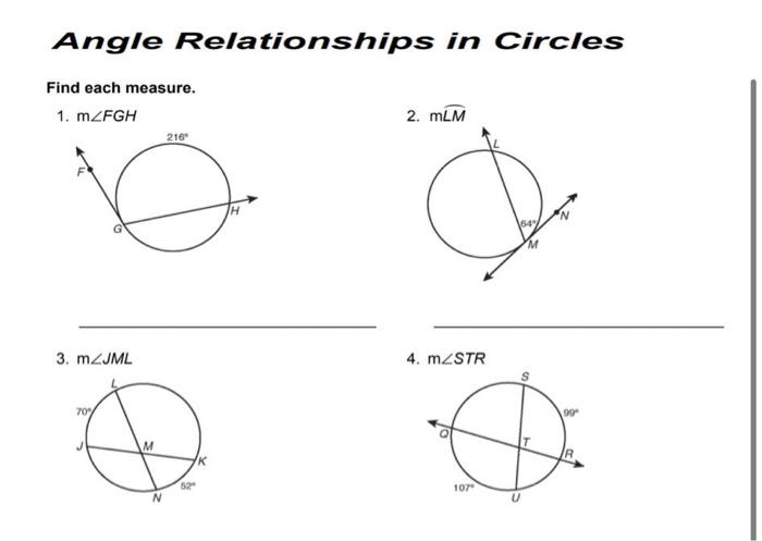 Solved Angle Relationships in Circles Find each measure. 1. | Chegg.com