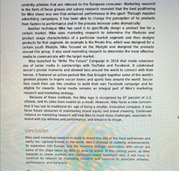 Nike Case Study... please answer these two questions | Chegg.com