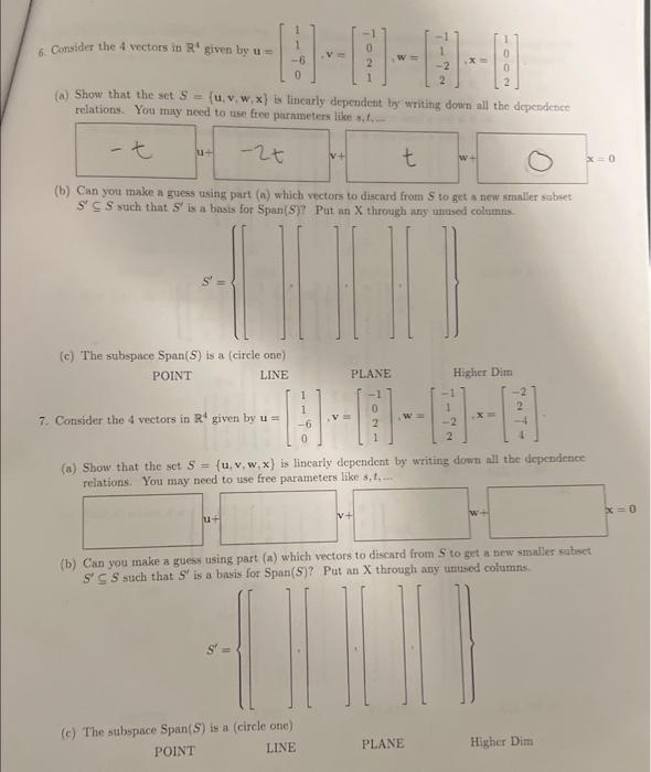 6 Consider The 4 Vectors In R4 Given By