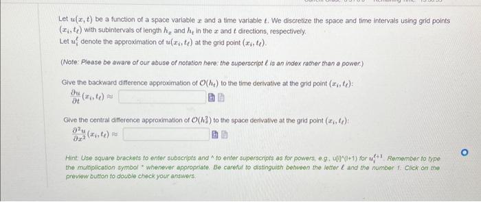 Solved Let u(x,t) be a function of a space variable x and a | Chegg.com