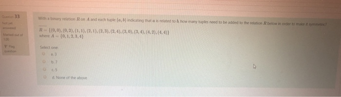 Solved 33 Not you With a binary relation Ron A and each | Chegg.com