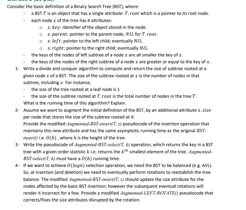 Solved Consider the basic definition of a Binary Search Tree | Chegg.com