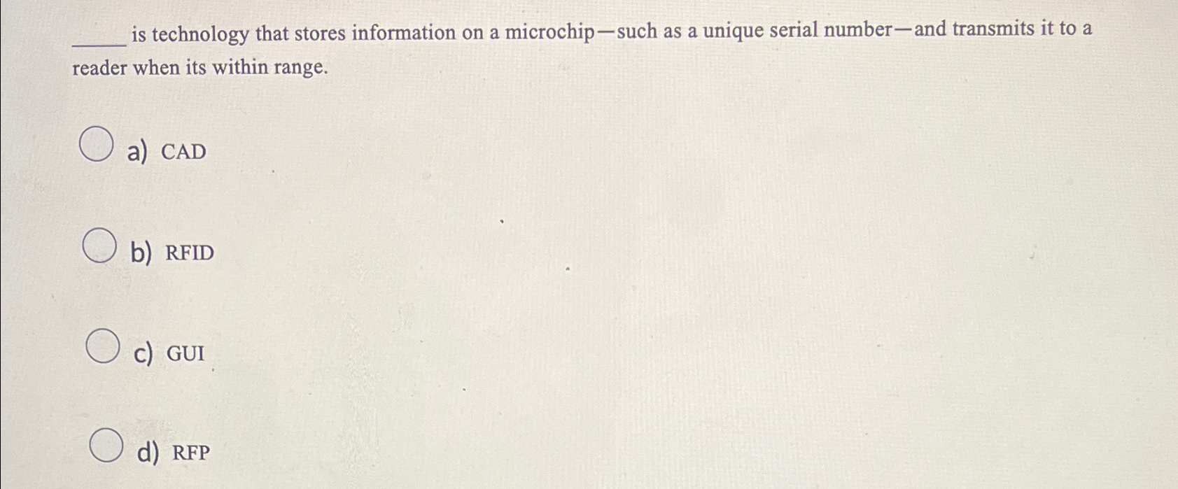 Solved is technology that stores information on a microchip | Chegg.com