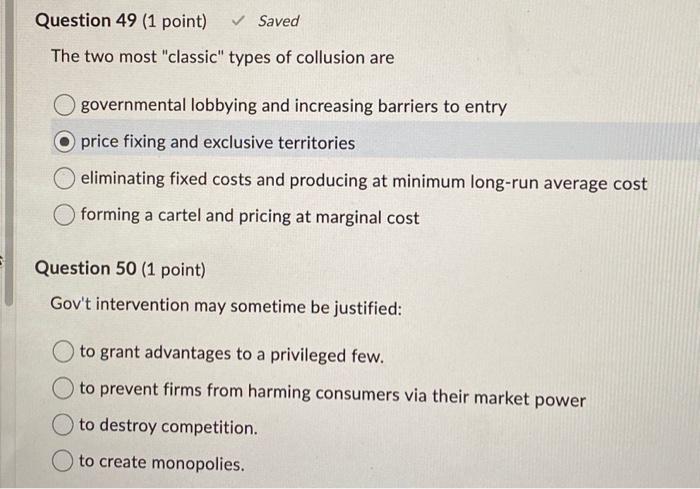 Solved Question 49 (1 point) Saved The two most "classic" | Chegg.com