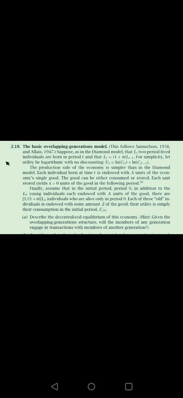Solved 2.18. The basic overlapping-generations model. (This | Chegg.com