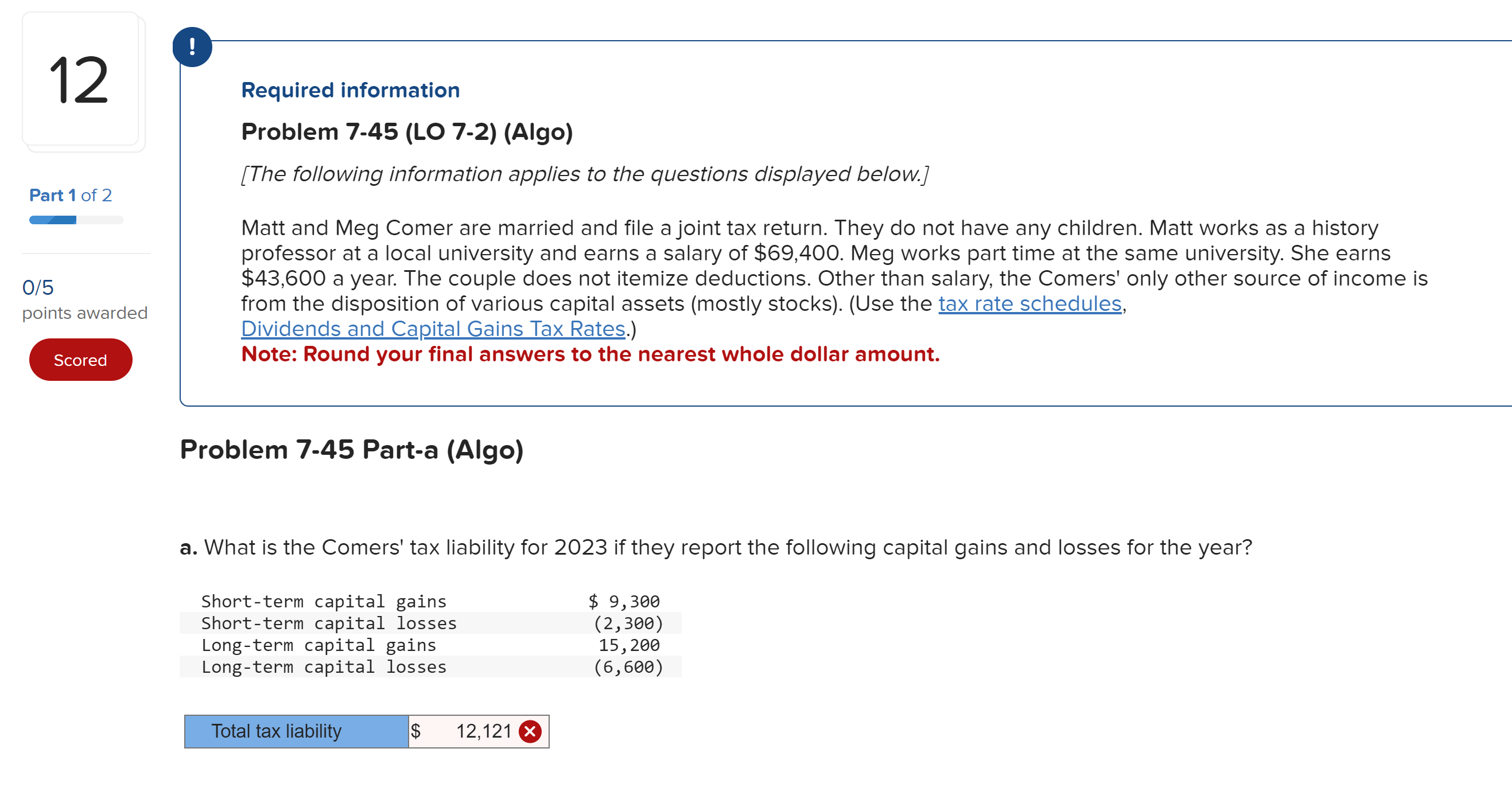 Solved Matt and Meg Comer are married and file a joint tax | Chegg.com