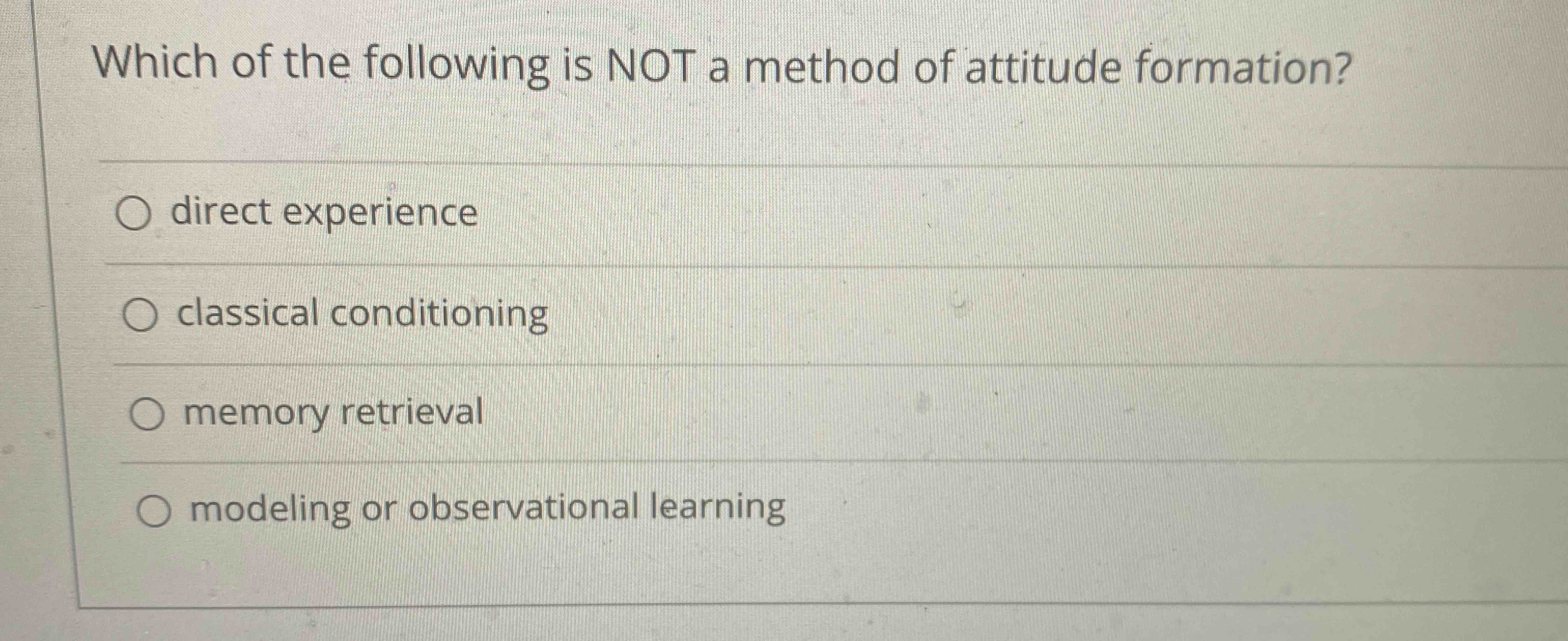 Solved Which of the following is NOT a method of attitude | Chegg.com