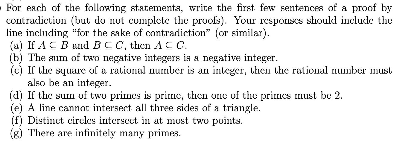 Solved For each of the following statements, write the first | Chegg.com