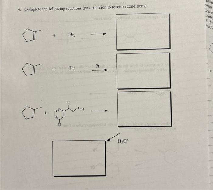 Solved 4. Complete the following reactions (pay attention to | Chegg.com