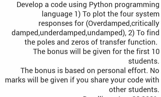 Solved Develop A Code Using Python Programming Language 1 7207