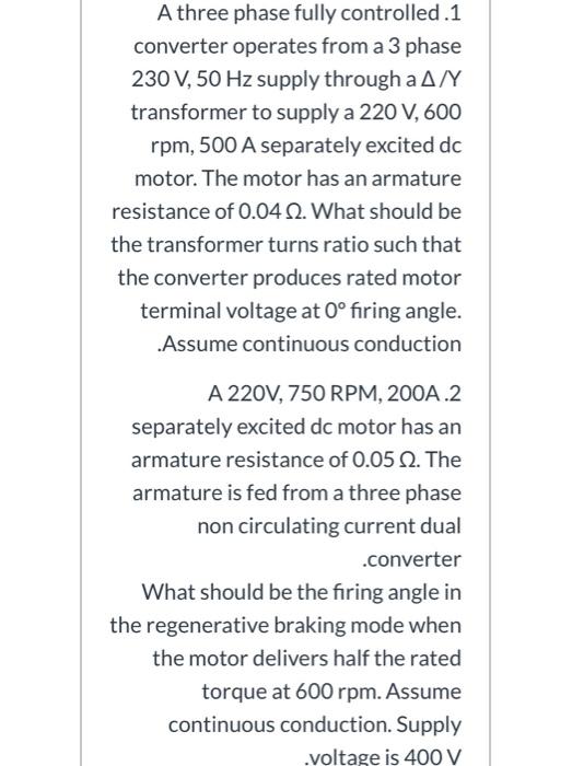 Solved A three phase fully controlled.1 converter operates | Chegg.com