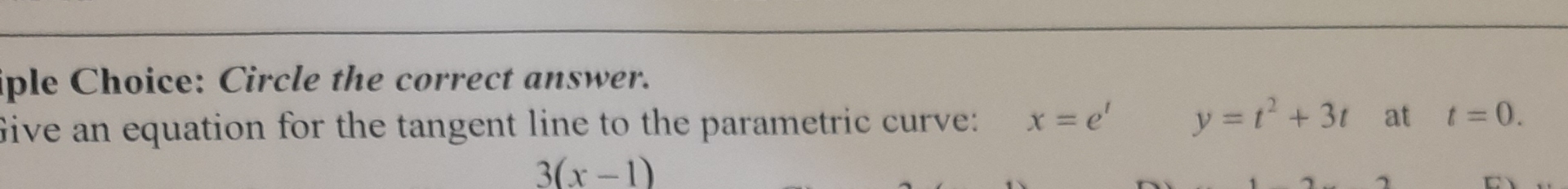 Solved ple Choice: Circle the correct answer.ive an equation | Chegg.com