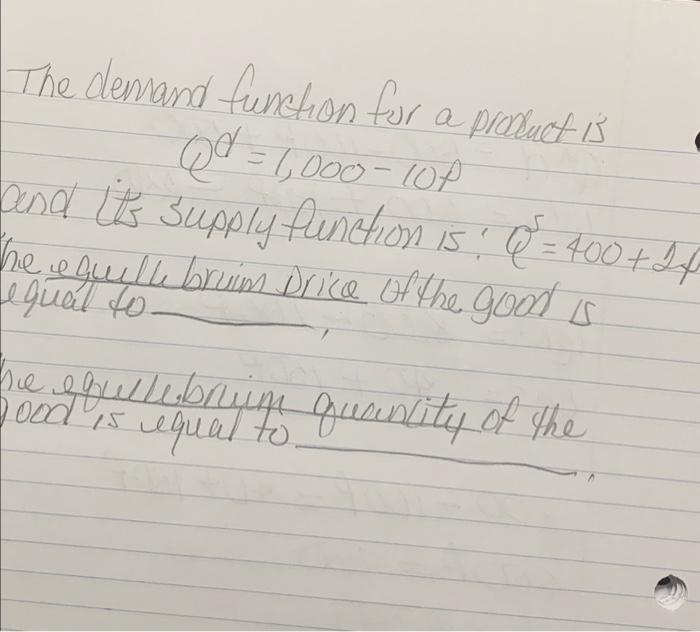 Solved The demand function for a product is Qd = 1,000-10P | Chegg.com