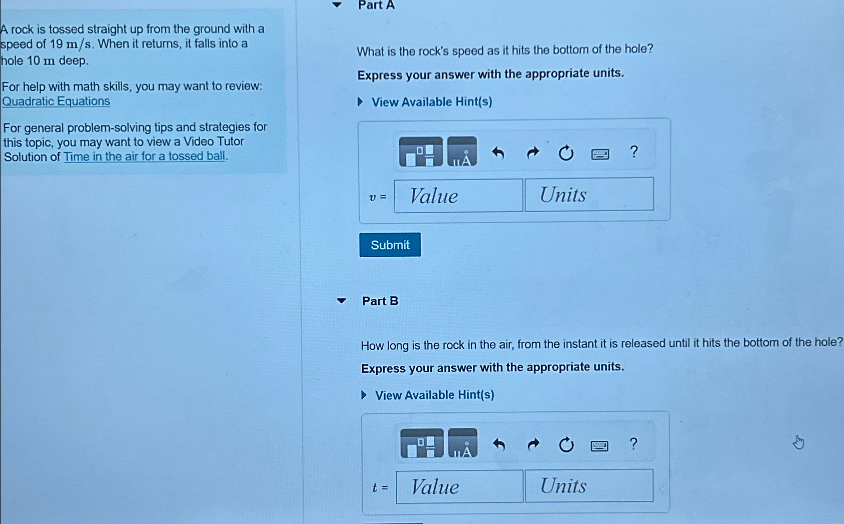 Solved A rock is tossed straight up from the ground with a | Chegg.com