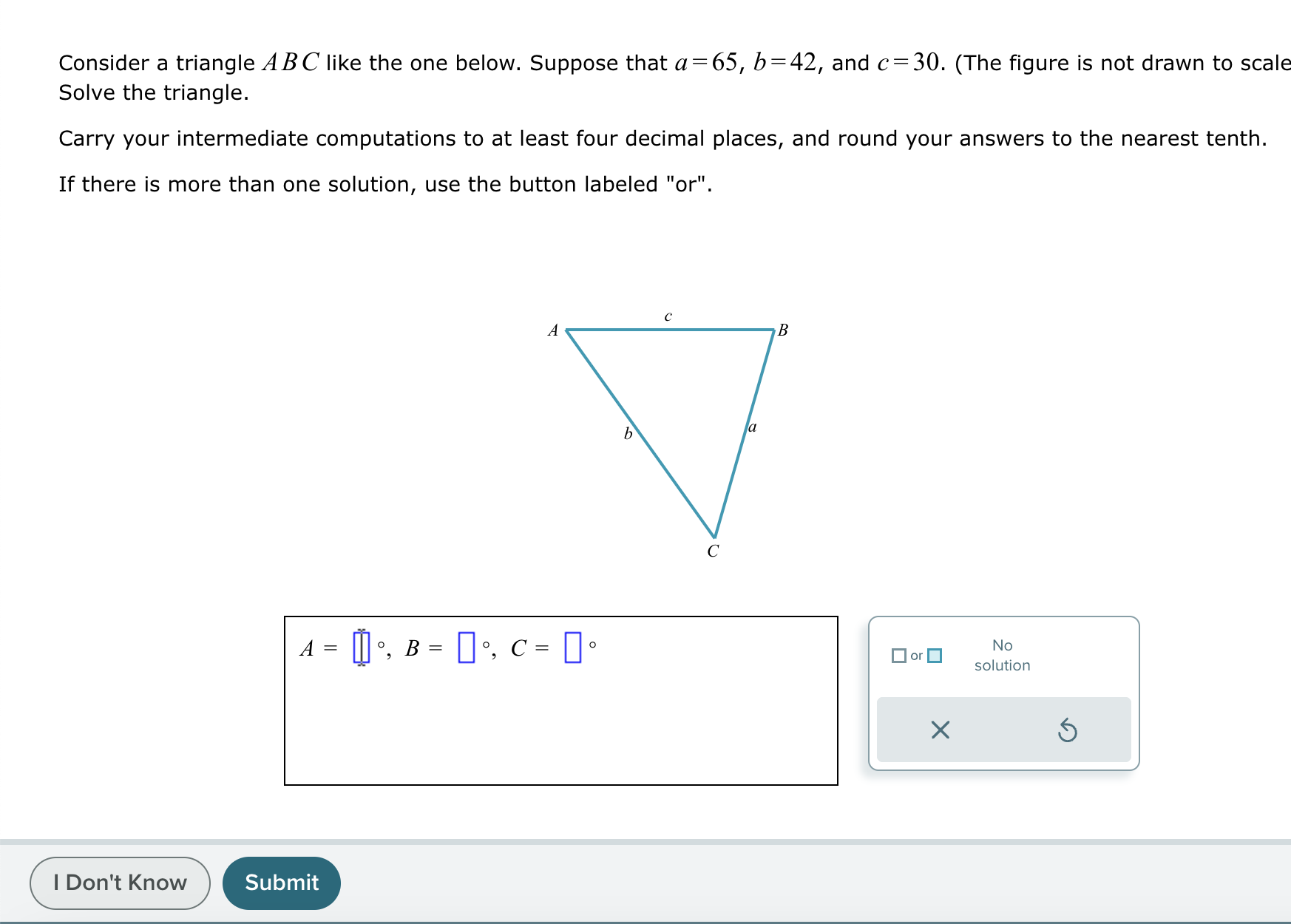 Solved Consider a triangle ABC like the one below. Suppose | Chegg.com