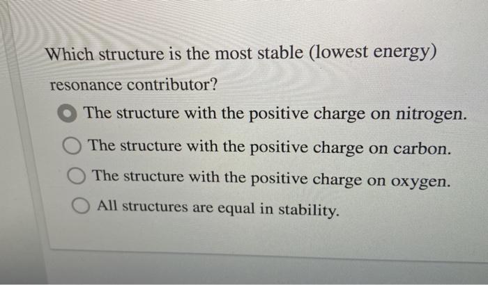 Solved For the cation shown, four resonance structures are | Chegg.com
