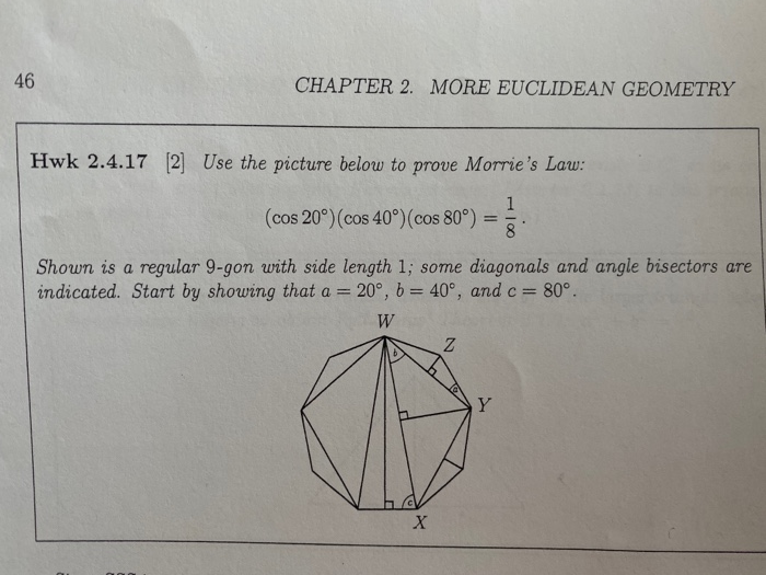 Solved 46 CHAPTER 2. MORE EUCLIDEAN GEOMETRY Hwk 2.4.17 [2] | Chegg.com