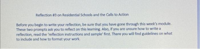 Solved Reflection #3 on Residential Schools and the Calls to | Chegg.com