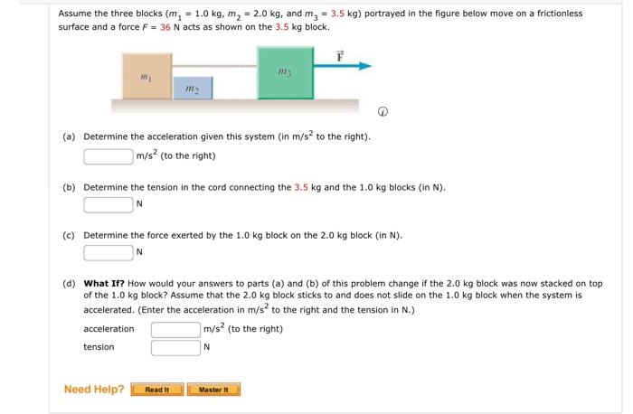 Solved Assume the three blocks (m1=1.0 kg,m2=2.0 kg, and | Chegg.com