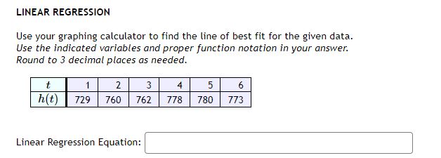 Solved LINEAR REGRESSIONUse your graphing calculator to find | Chegg.com