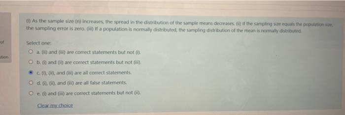 Solved () As the sample size (n) increases, the spread in | Chegg.com