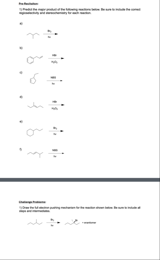 SOLVE ALL PROBLEMS PLEASE Pre-Recitaiton:Predict the | Chegg.com