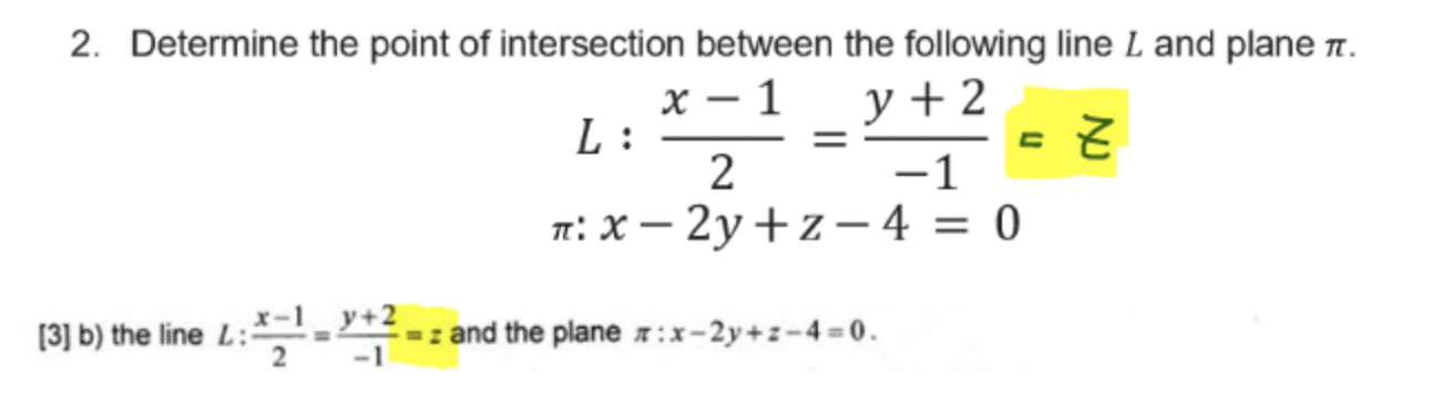 Solved Determine the point of intersection between the | Chegg.com