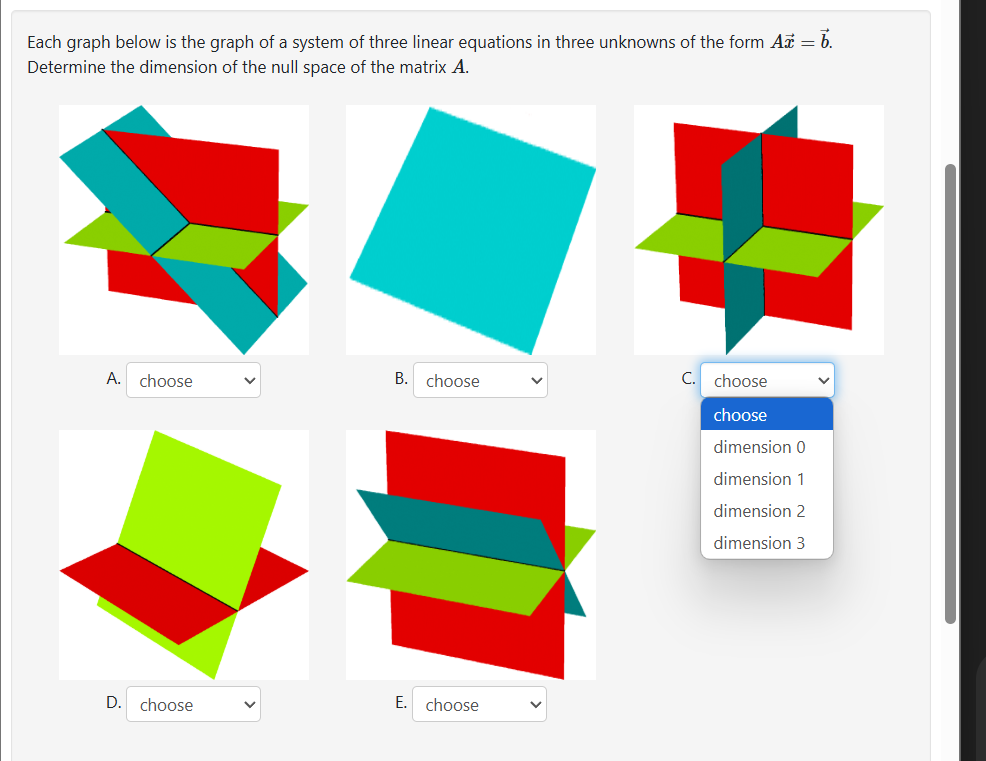 Solved Each graph below is ﻿the graph of ﻿a system of ﻿three | Chegg.com