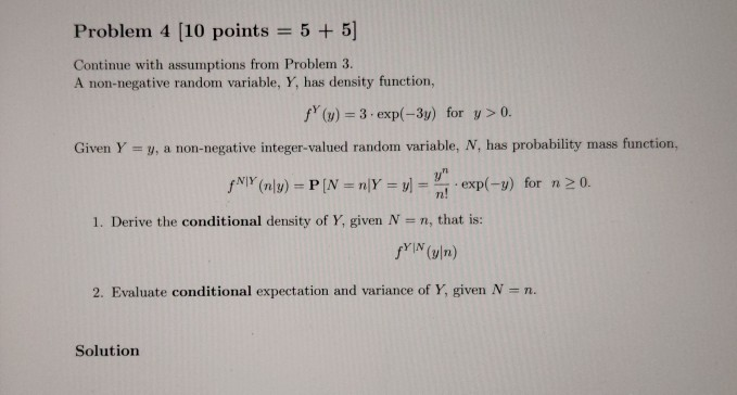 Solved Problem 3 (10 points = 5 + 5] A non-negative random | Chegg.com