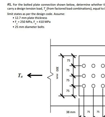 Solved #1. For the bolted plate connection shown below, | Chegg.com